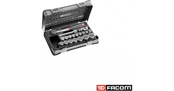Facom Κασετίνα με Καστάνια 1/2' και Εξάγωνα Καρυδάκια 19τμχ - S.161-2P6PB